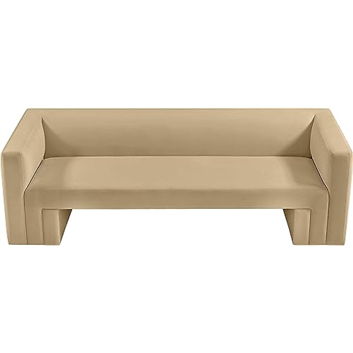 Meridian Furniture 665Camel-S Henson Collection Modern | Contemporary Velvet Upholstered Sofa with Soft Camel Velvet, Solid Wood Frame, 89.5" W x 34.5" D x 28" H, Camel