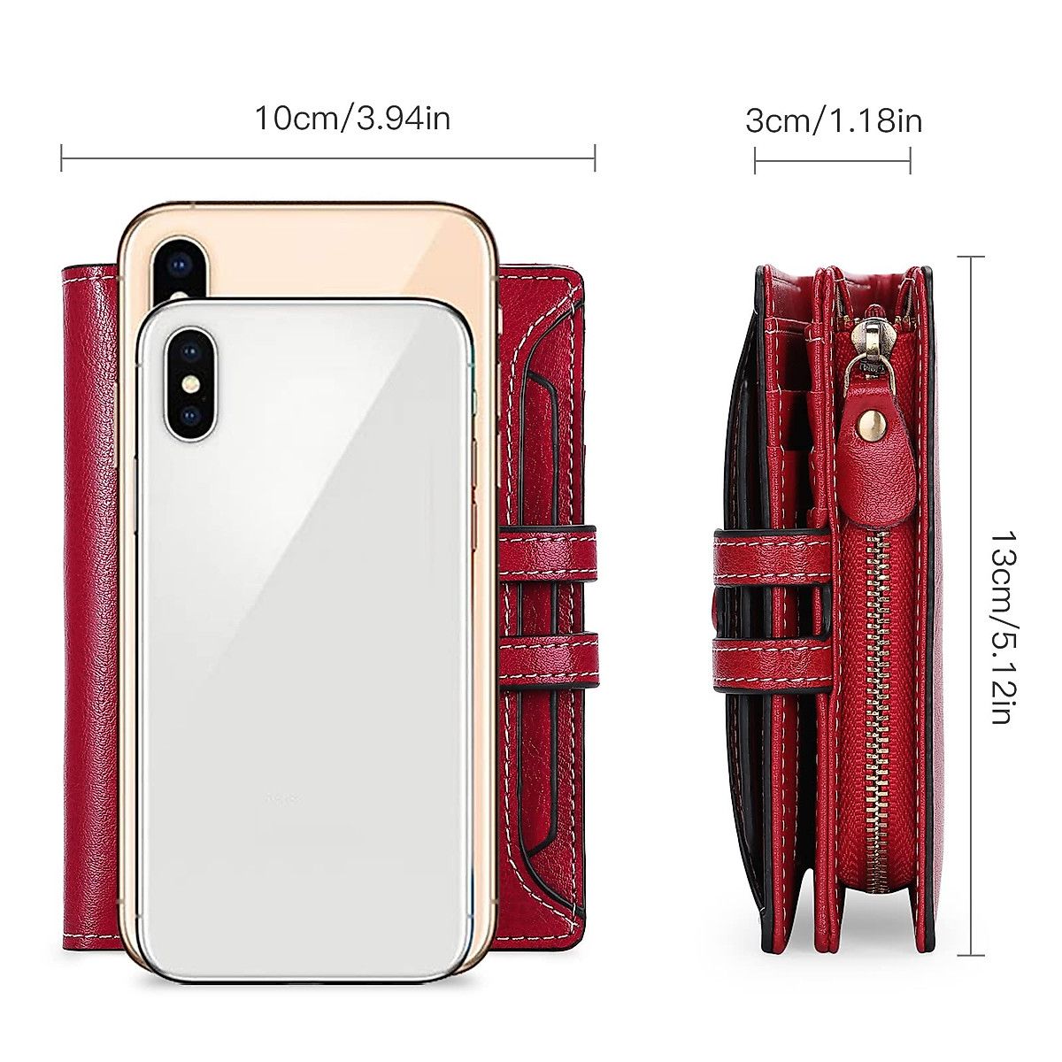 GOIACII Leather Wallets for Women RFID Blocking Zip Around Coin Purse Small