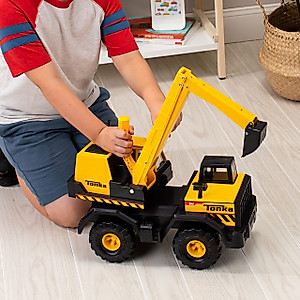 Tonka Steel Classics, Mighty Excavator– Made with Steel & Sturdy Plastic, Yellow Friction Powered, Boys and Girls, Toddlers Ages 3+, Construction Truck, Toddlers, Birthday Gift, Holiday