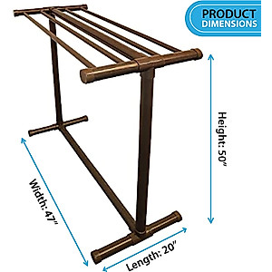 Essentially Yours Pool Towel Rack 5 Bar | Horizontal Free Standing Poolside Storage Organizer, Stores Floats, (47" W x 20" L x 50" H), Brown Style 665412
