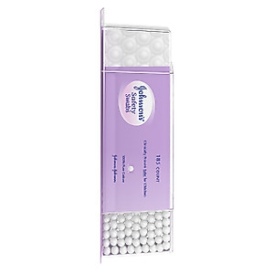 Johnson's Safety Ear Swabs for Babies and Children made with Non-Chlorine Bleached Cotton for a Gentle Clean, 185 ct (Pack of 2)