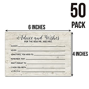 Advice and Wishes Cards for the New Mr and Mrs, Bride & Groom, Newlyweds, Wedding Advice Cards Perfect for Bridal Shower or Wedding, Wedding Guest Book Alternative, Pack of 50 4x6 Inch