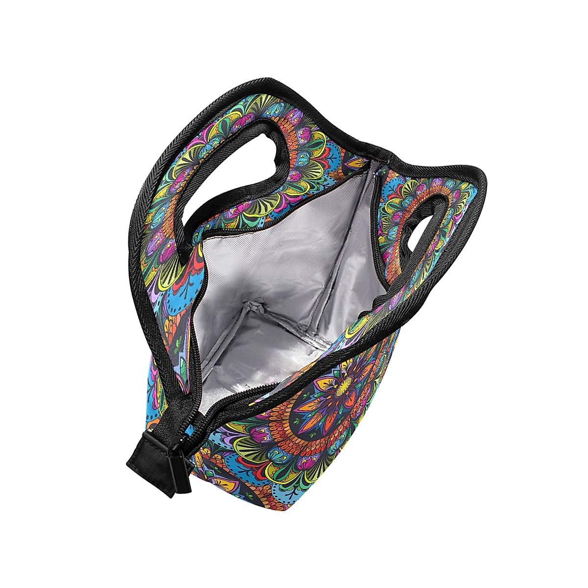 Lunch Bag Indian Flower Mandala Design Lunch Box Tote Handbag for Adult Men Women Kids Boys Girls Zipper Insulated Lunchbox Cooler Bag Decor