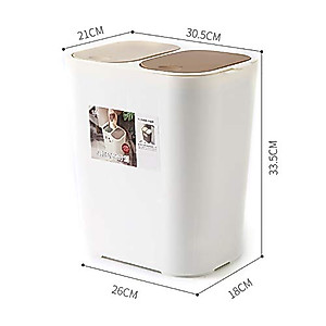WXXGY Trash Can Double Recycling Waste Bin Twin Double Compartment Bin for Waste Separation for Waste Recycling for Kitchen Home/White