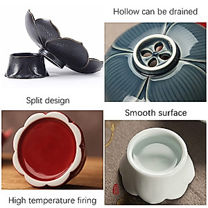 Kelendle Pedestal Fruit Bowl Centerpiece Decorative Compote Footed Bowl Ceramics Dessert Serving Bowl Tray Display Stand Lotus Drain Plate for Kitchen Counters for Fruits Breads Snacks (Red)