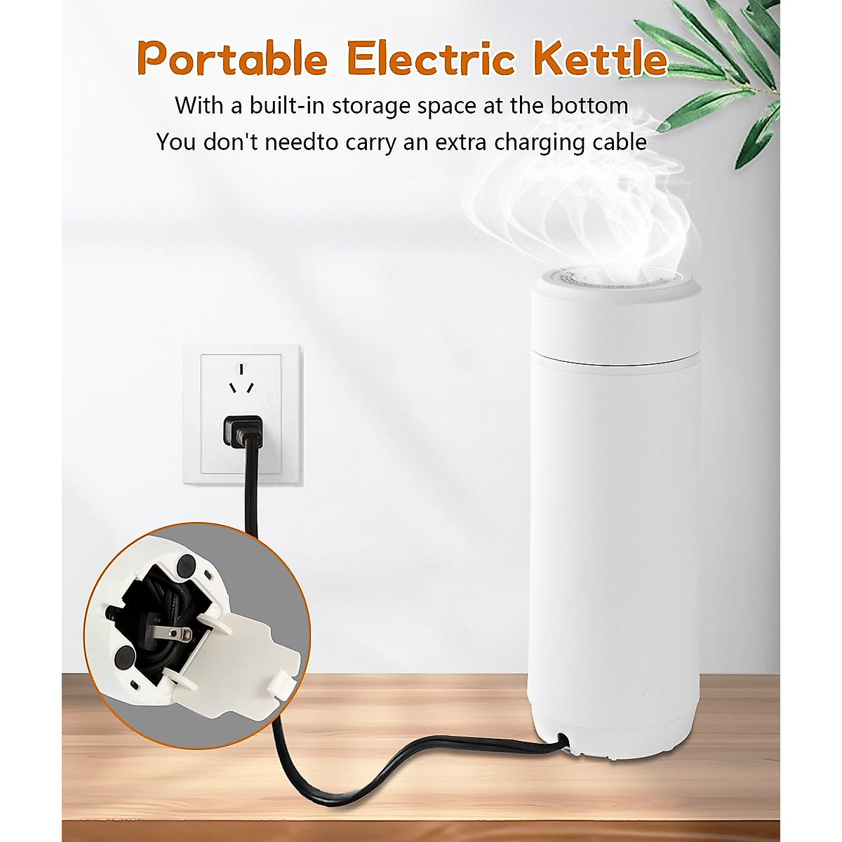 Portable Tea Kettle Electric Travel, 350ML mini tea kettle Water Heater with 4 Temperature Settings, Auto Shut-Off and Boil Dry Protection