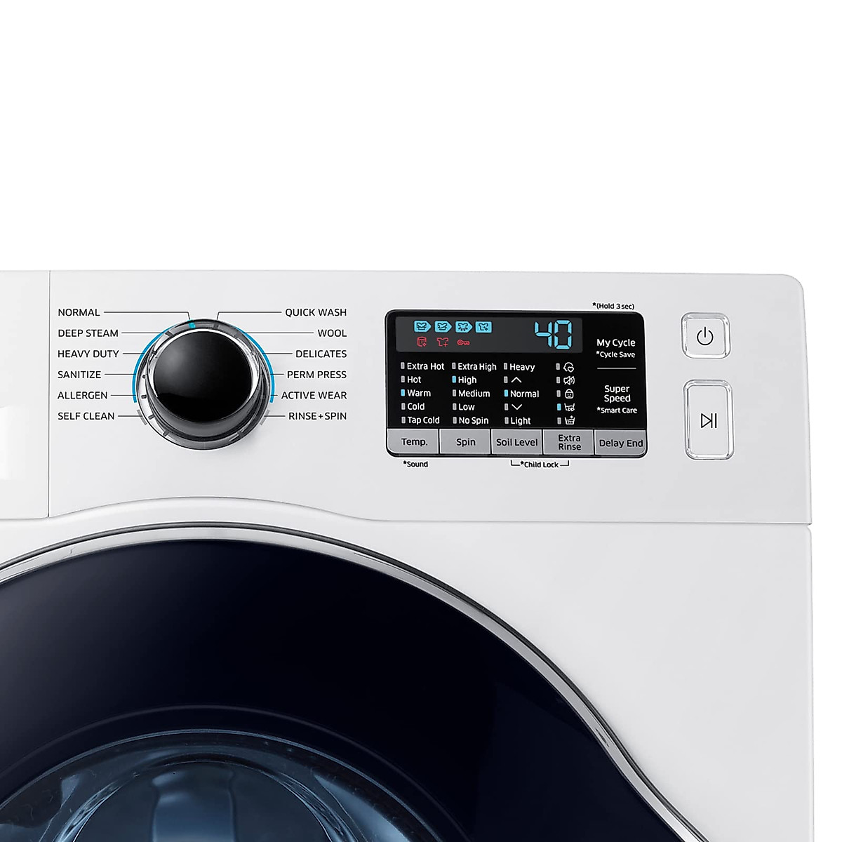 SAMSUNG 2.2 Cu Ft Compact Front Load Washer, Stackable for Small Spaces, 40 Minute Super Speed Washing Machine, Steam Wash Clothes, Self Cleaning, Energy Star Certified, WW22K6800AW/A2, White