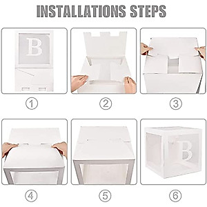 Gender Reveal Decorations - Inclusive White Baby Boxes with Letters, "boy girl" Foil Balloon,Fringe Curtain for Gender Reveal Party Supplies