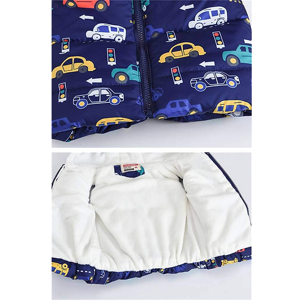 DCUTERQ Boys Girls Autumn Winter Warm Kids Vests Cartoon Zipper Outerwear Sleeveless Hooded Jackets Gilets 2T