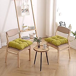 Tiita Outdoor/Indoor Seat Cushion with Ties Waterproof Wicker Seat Chair Cushion Memory Foam Patio Chair Pads for All-Weather Wicker Dinettes/Antique Porch Swings and Porch Rocker (20''x20'', Green)