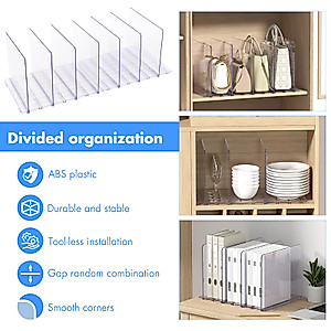Generic Purse Organizer for Closet Plastic Shelf Dividers Organizer for Vertical Purse Handbag Sweater Shirts in Pantry Bedroom 2 Pack Clear