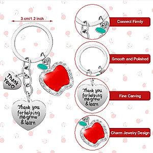 Hicarer 6 Pieces Teacher Keychain Gifts Set Teacher Key Ring Appreciation Sock Gifts Valentines Day Gifts for Teacher