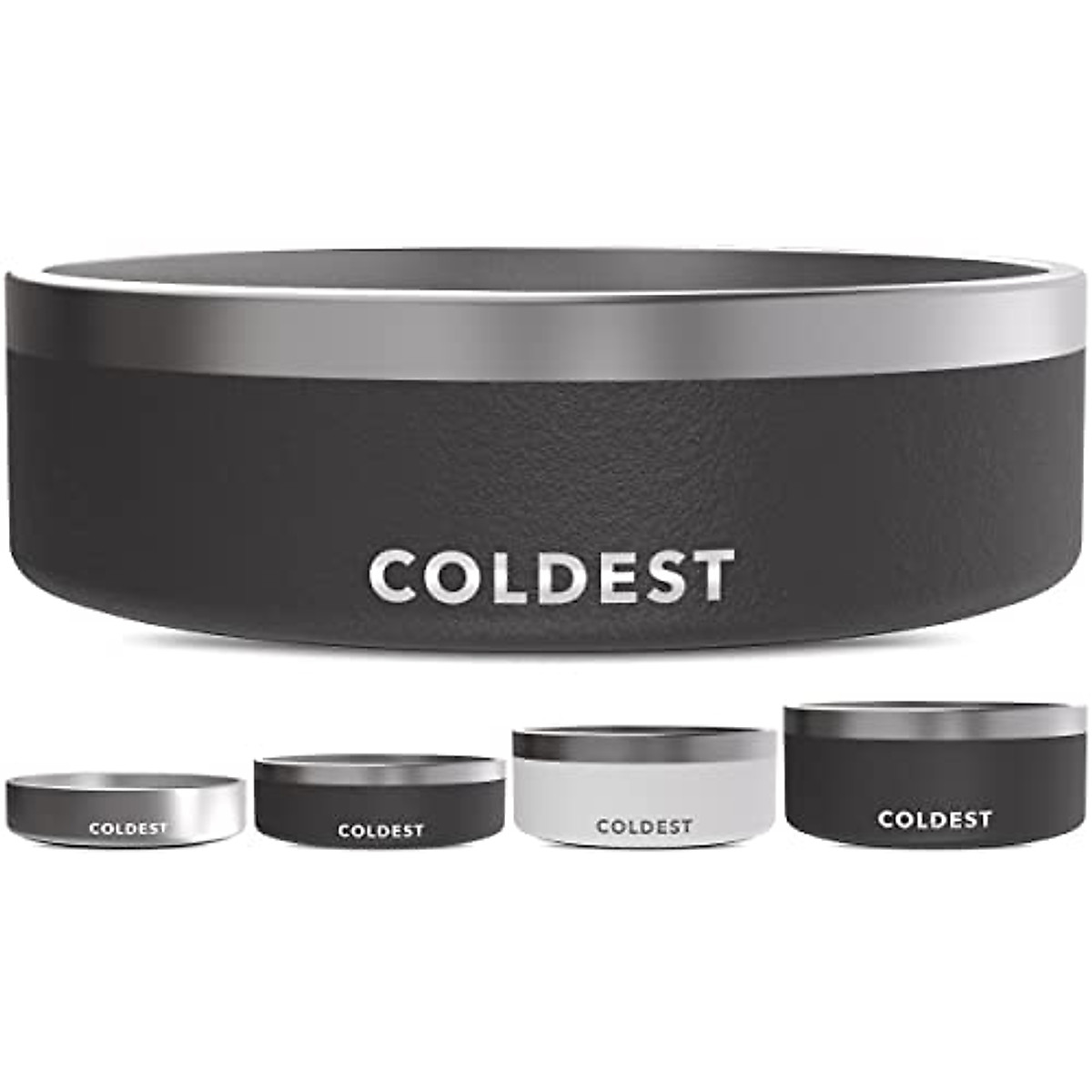 Coldest Dog Bowl - Stainless Steel Non Slip No Spill Proof Skid Metal Insulated Dog Bowls, Cats, Pet Food Water Dish Feeding for Large Medium Small Breed Dogs (42 oz, Stealth Black)