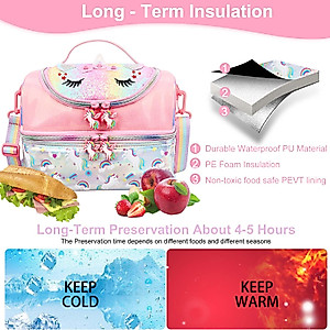 RHCPFOVR Kids Lunch Bag - Double - Decker Cooler Insulated Lunch Box for Boys Girls,Washable Lunch Bag with Strap and Reusable Toddler Lunchbox for School and Daycare