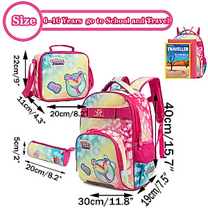 School Girls Boys Kids Backpack for Preschool Kindergarten Elementary School Backpack for Girls Boys Kids Lightweight and Multi functional Heavy Duty carry on Backpack with Lunch Bag Mermaid