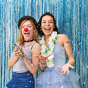 2 Pack Blue Streamers Party Decorations Blue Fringe Backdrop Ocean Themed Party Decorations Foil Curtain Backdrop Blue Birthday Decorations Ocean Party Decor Supplies