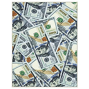 Sweethome Stores $100 Dollar Bill Area Rug, 5 x 7, Multicolor