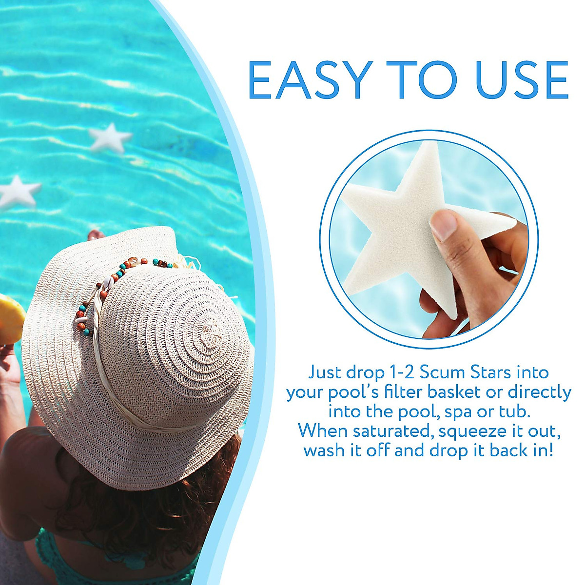 IMPRESA 3-Pack Scum Star Oil Absorbing Sponge - Excellent Absorber for Hot Tub, Spa and Swimming Pool Use - Compare to The Bugs and Balls - Made in USA