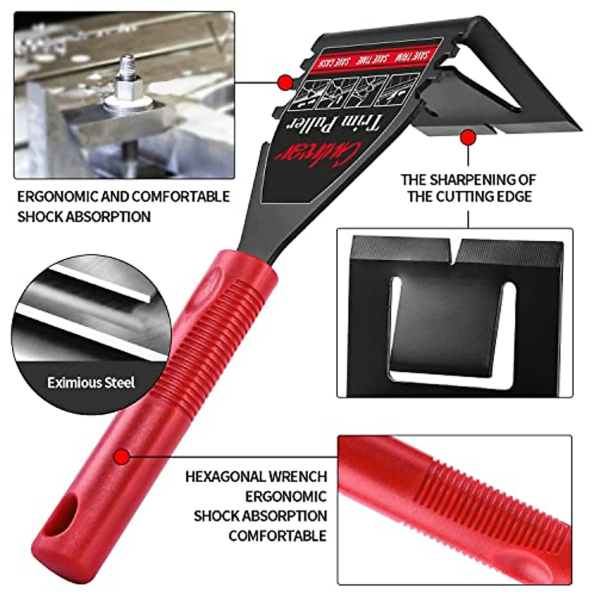 Trim Puller Tool for Baseboard, Trim Removal Tool Set, With Painter's Tool and Pry Bar Set, Tile Tools for Commercial Work, Baseboard, Molding, Siding and Flooring Removal