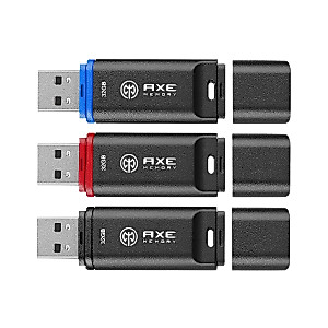 AXE MEMORY USB Drive 3-Pack 32GB USB 2.0 3X Matte Black Flash Drives