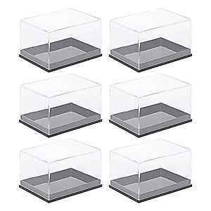 Cabilock 6pcs Transparent Plastic Boxes Natural Rough Mineral Specimen Display Cases Countertop Boxes Cube Transparent Display Boxes Pop Figures Display Collectibles Mineral Specimen