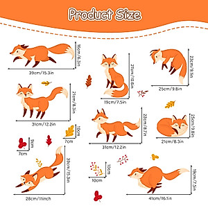 WOYINIS Cute Fox Wall Decals DIY Animal Foxes Pine Leaves Wall Stickers Peel & Stick Bedroom Playroom Baby Nursery Kids Room Wall Decor Art Decoration