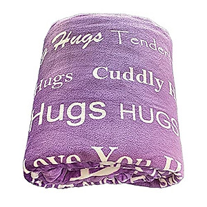 BlankieGram “Hugs” Plush Throw Blanket- Inspired Gift Ideas for The Entire Family, Comfort Gifts, Purple