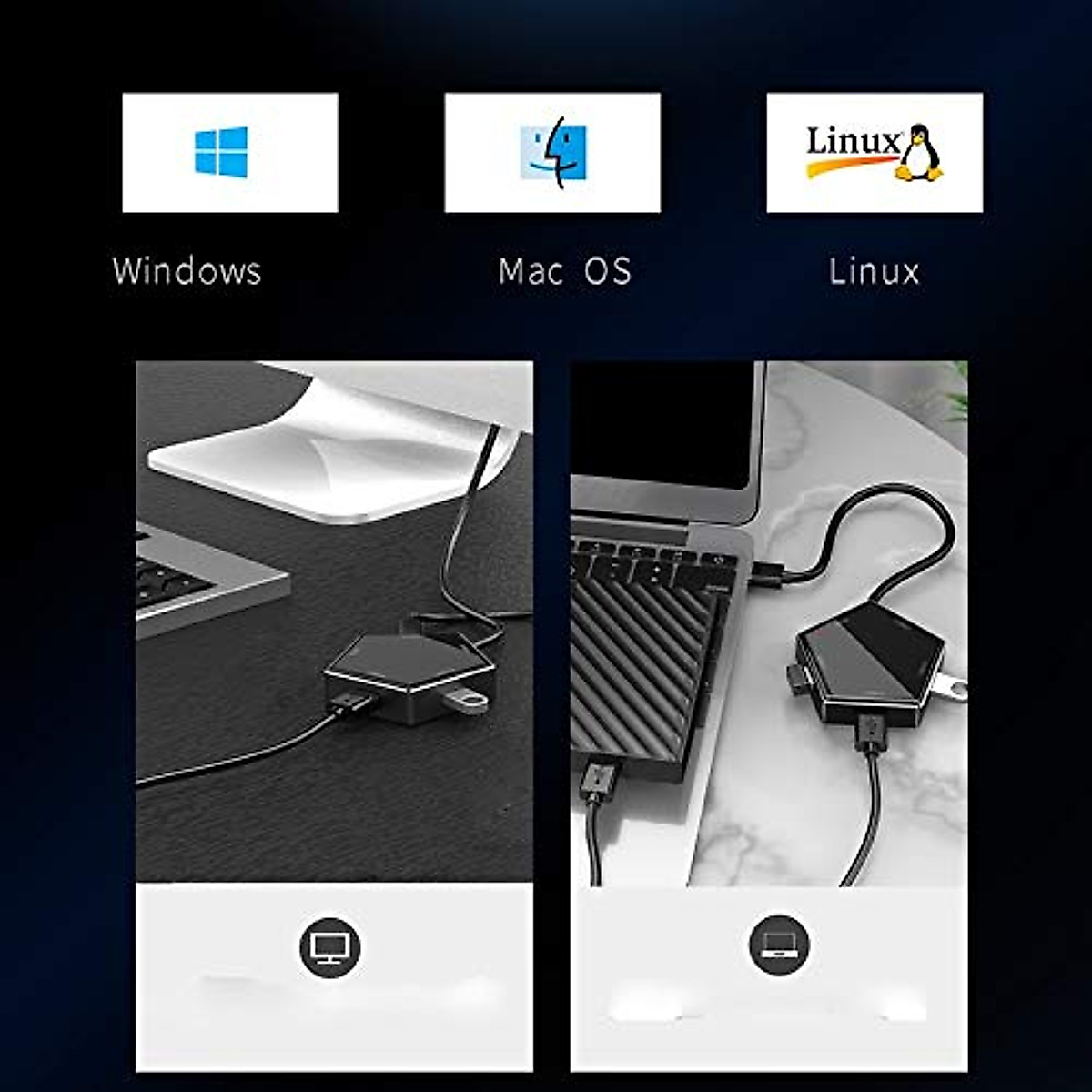 SHYPT USB Hub，Four USB 3.0 Hub with Micro External Power Hole High Speed Four Port Splitter (Color : White)