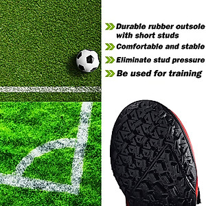 DimaiGlobal Kids Turf Soccer Shoes Boys Girls Football Shoes Athletic Outdoor/Indoor Sports Shoes Youth School Performance Futsal Sneaker Black/Red