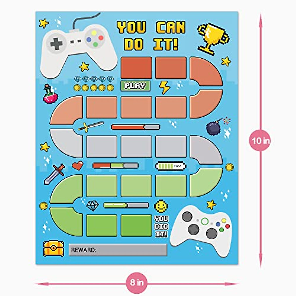 Video Game Magnetic Dry Erase Chore Chart for Kids, Video Game Task Reward Chore Behavior Chart -Magnetic Chore Chart for Kids Multiple Kids- Good Behavior Chart for Kids at Home 8 x 10 inch