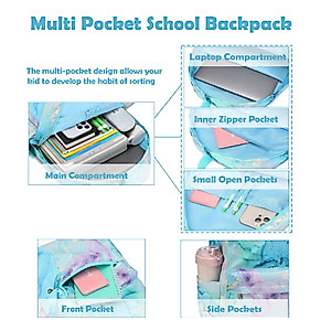 Girls Bookbag with Lunch Box for School, 3PCS Backpack for Girls with Lunch Bag & Pencil Case, Large Capacity Kids Schoolbag for Preschool Kindergarten Elementary