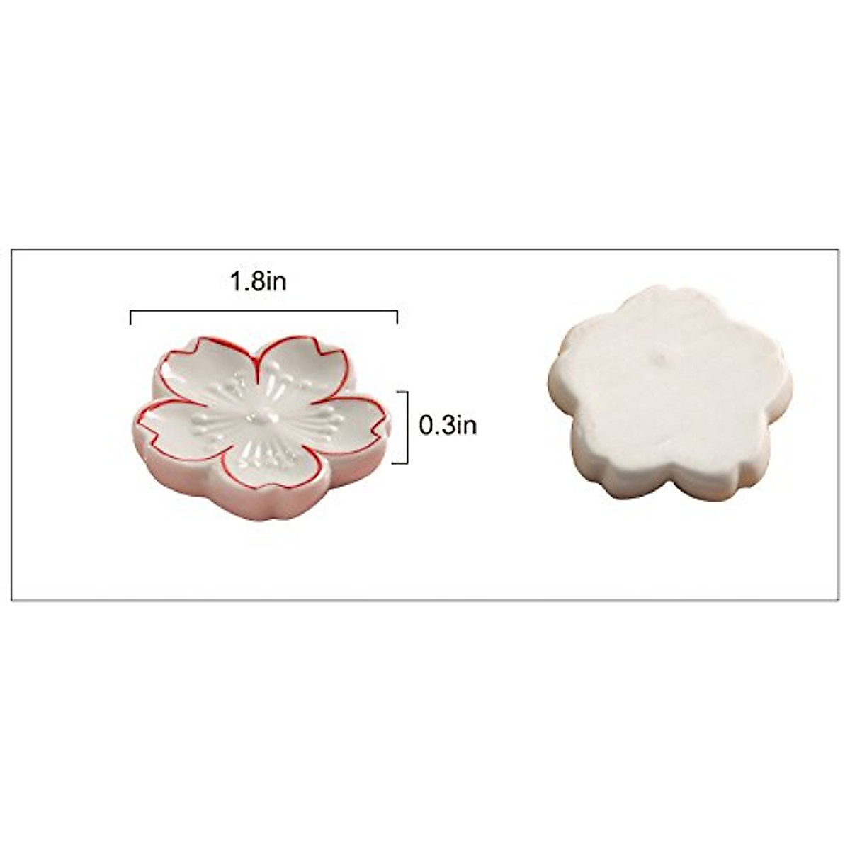 CHOOLD Elegant Cherry Blossom Ceramic Chopsticks Rest Rack Dinner Spoon Stand Knife Fork Holder,Sakura Chopsticks Stand(Set of 6)