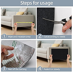 XUYEDOGLSH Cat Scratch Mat，Cat Scratch Carpet Trimmable Self-Adhesive Cat Scratch Pad,Decorative Cat Tree Shelf，Cat Wall，Cat Scratching Post,Cat Couch Protector 78.7"x15.8"(Black)