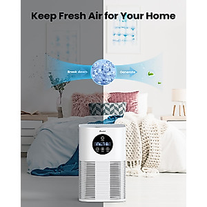 Air Purifiers for Home Large Room up to 600 Ft², VEWIOR H13 True Hepa Air Purifiers for Pets Hair, Dander, Smoke, Pollen, 3 Fan Speeds, 6 Timer Air Cleaner