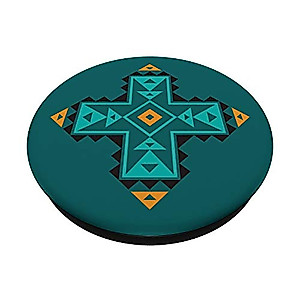 Southwest Geometric Abstract Indian Tribal Cross Pattern PopSockets Grip and Stand for Phones and Tablets