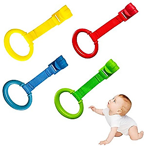 4 Pieces Baby Crib Pull Ring Baby Stand Up Walker Tool Ring Baby Bed Stand Up Rings Walking Assistant Toddler Activity Kids Walking Training Tool