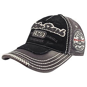 MINAKOLIFE Rock Shark Kingston 1969 Jamaica Distressed Vintage Trucker Baseball Cap Hat (Black)