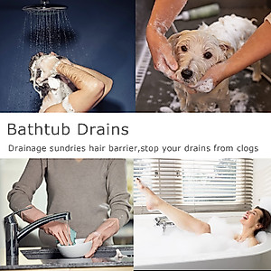 Hair Catcher Shower Drain, Drain Durable TPR Silicone Square 5.5 Inch Flat Hair Stopper Drain Cover with Suction Cups Easy to Install Hair Stopper Suit for Bathroom,Bathtub,Kitchen, 3 Pack (Black)