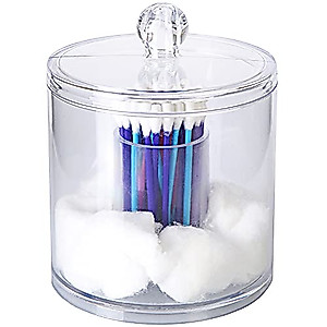 EDNA HOME Cotton Ball and Swab Holder, Apothecary Organizer Jar for Q-Tips, Cotton Rounds, Makeup Items in Bathroom, Vanity