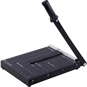 ISDIR Paper Cutter Guillotine, 12 Inch Paper Cutting Board, 12 Sheets Capacity, Heavy Duty Metal Base, Dual Paper Guide Bars, Professional Paper Cutter and Trimmer for Home, Office (12'' Black)