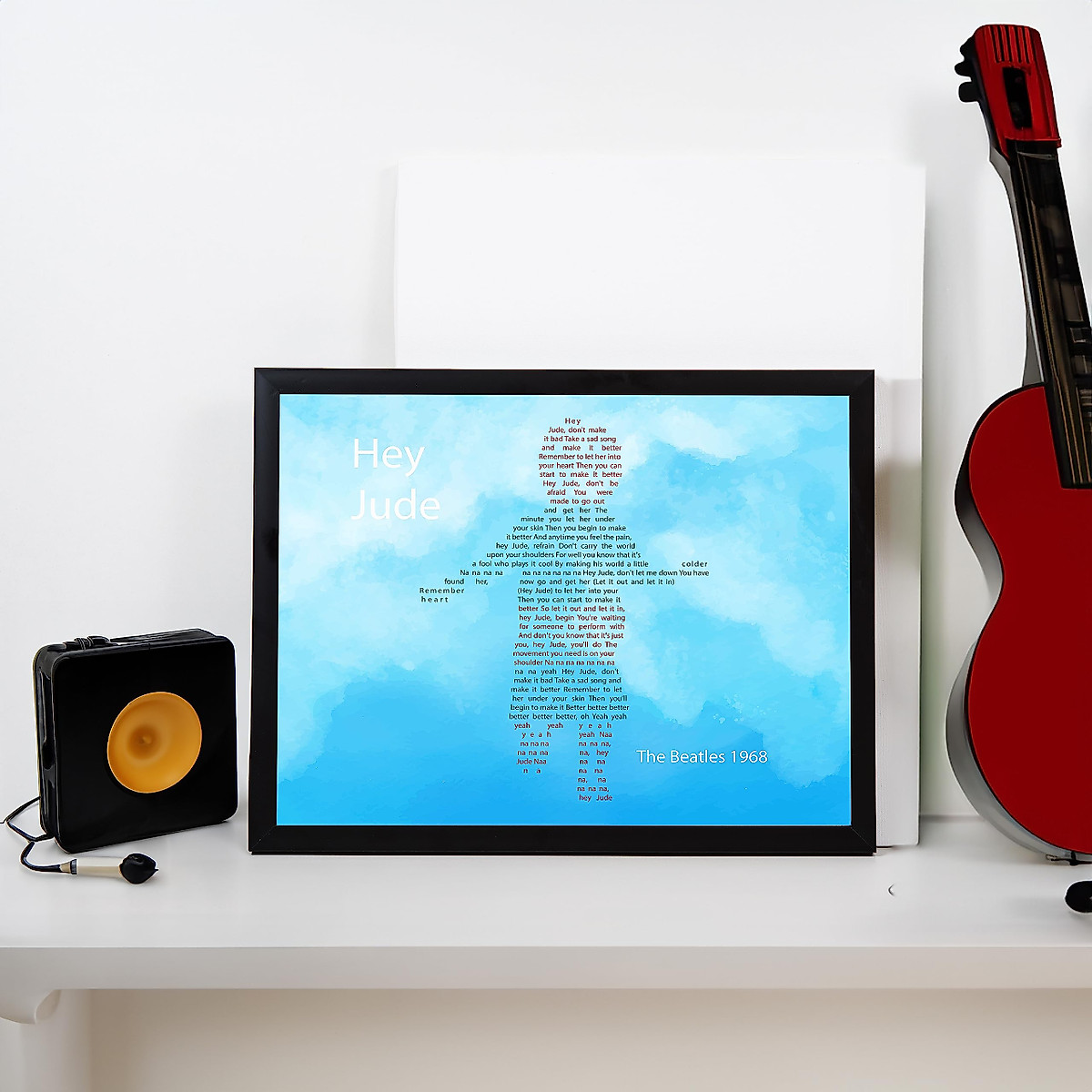 Hey Jude - Beatles Vintage Decor Lyrics Wall Art, This Retro Wall Decor Music Poster Print, is Great For Home Decor, Bedroom Decor, Office Decor, or Man Cave Room Decor Aesthetic, Unframed - 10x8