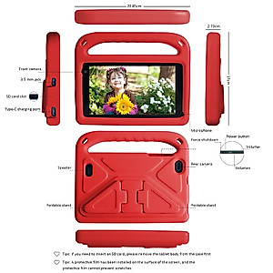 2024 Kids Tablet for Kids Android Tablet 7 inch 128GB Extended Memory, Google Play Installed Parental Control Mode Puzzle Game IPS HD Display, Toddler Tablet with Shock-Proof Case, Red