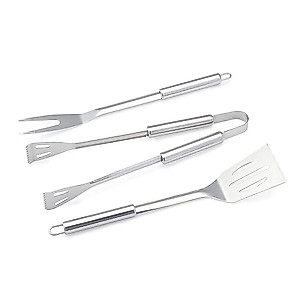 Amazon Basics 4-Piece Stainless Steel Barbeque Grilling Tool Set with Carry Bag