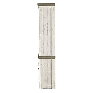 Signature Design by Ashley Havalance Modern Farmhouse Right Pier Cabinet, Shelves for Storage, Weathered Gray & Vintage White