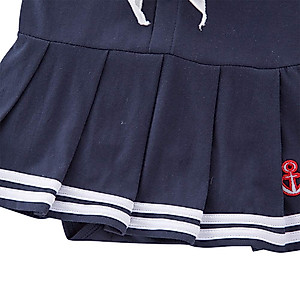 LXKIKMM Baby Girl Nautical Dress Sailor Suit Jumpsuit Romper with Hat, Navy 0-3 Months