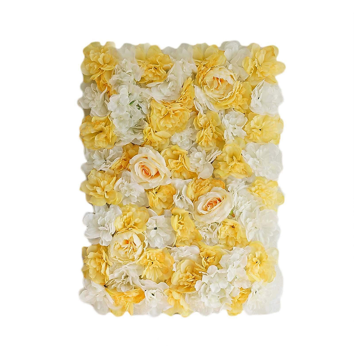 Tableclothsfactory 13 Sq ft. | 4 Panels UV Protected Lifelike Assorted Silk Flower Wall Mats Panel Photo Booth Garden - White | Champagne