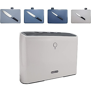 Charmline Smart Cutting Board And Knife Set With Holder, 4 Color Coded Chopping Boards, 4 Knives, Drying Holder Organizer For Kitchen, Smart Home Gadgets,Blue