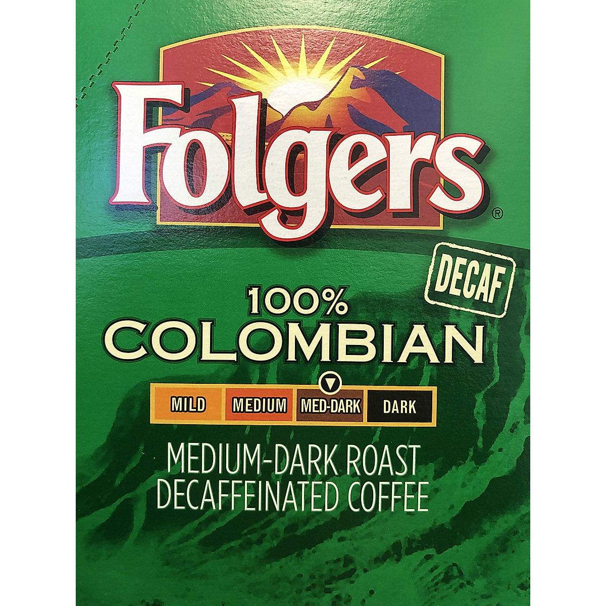 Folgers 100 Percent Colombian Decaffeinated Coffee single serve K-Cup pods for Keurig brewers, 96 Count