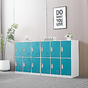 WTRAVEL Locker Steel Storage Cabinet, 2 Tiers 6 Doors Storage Locker for Gym School Office Metal Lockers for Employees with Keys (2 Tiers / 6 Doors Sky-Blue)