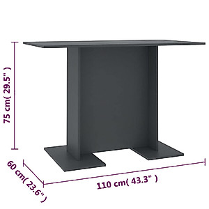 Modern Dining Table,Kitchen Table,Dinner Table Dining Room Home Furniture,Dining Table Gray 43.3"x23.6"x29.5" Engineered Wood